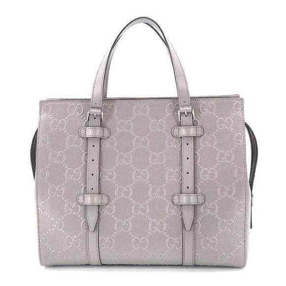 Gucci | Bags | Gucci Gucci Gg Embossed Tote Bag Leather Gray 625774 ...